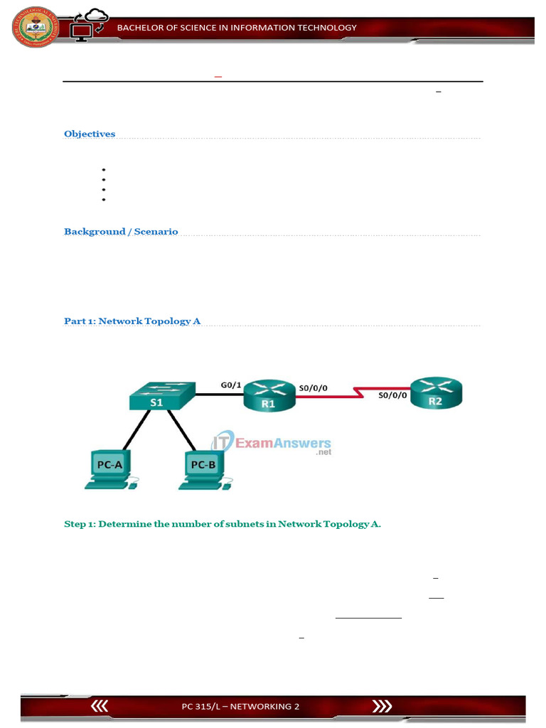 Subnetting Network Topologies Task | PDF | Computer Network | Ip Address
