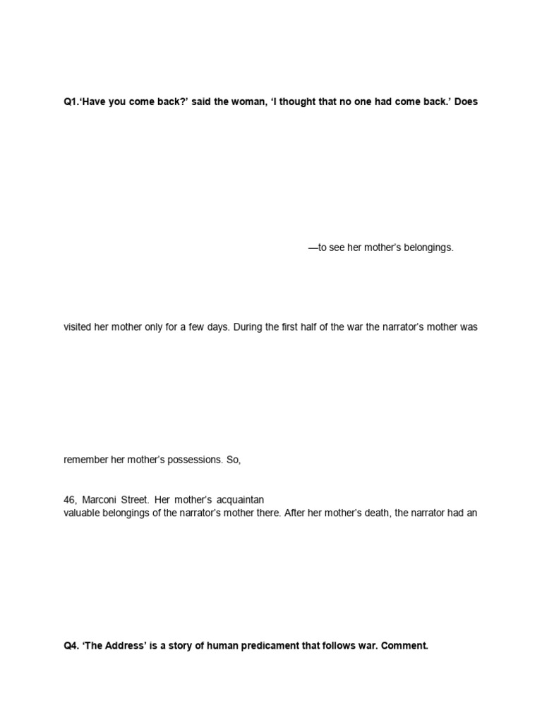 The Address Chapter 2 Supplimentary | PDF