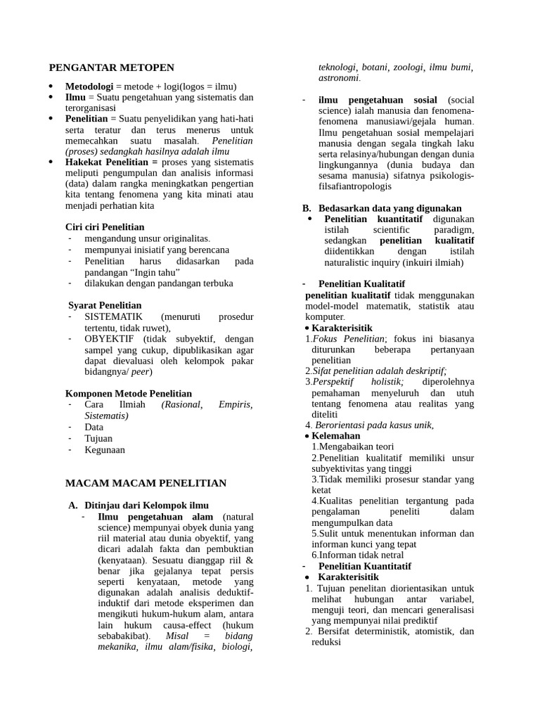 Pengantar Metopen, Macam2 Penelitian, Prosedur Penelitian, Judul ...