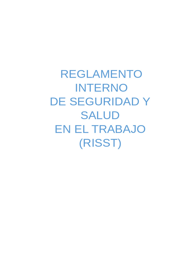 Reglamento Interno de Seguridad Y Salud en El Trabajo (Risst) | PDF