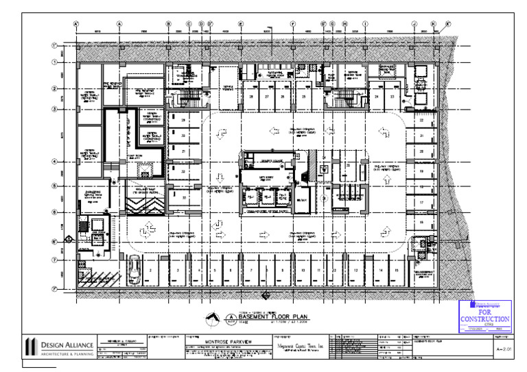 A-2.01 - Basement Floor Plan (Podium-Parking & Utilities) | PDF