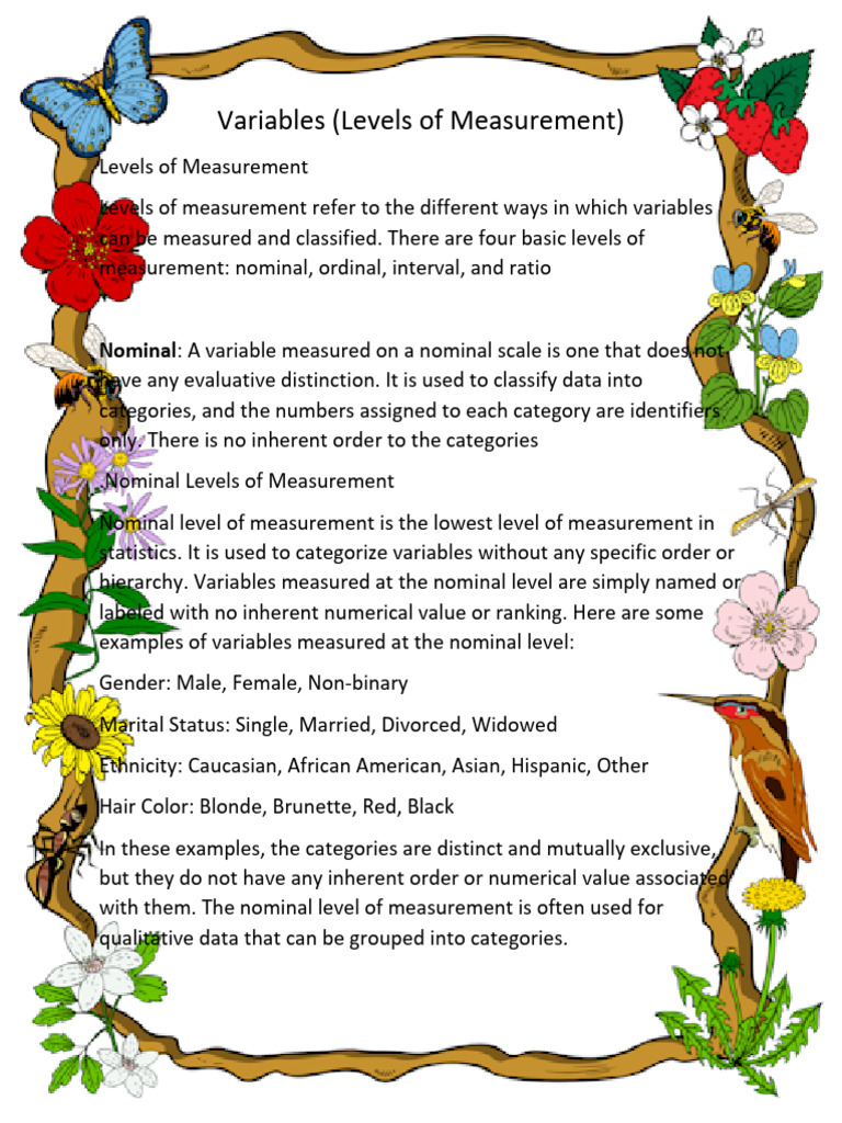 Variables Levels of Measurement | PDF