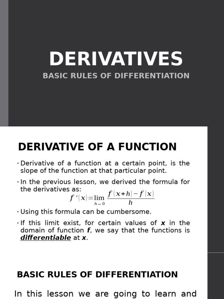 Basic Rules of Differentiation | PDF