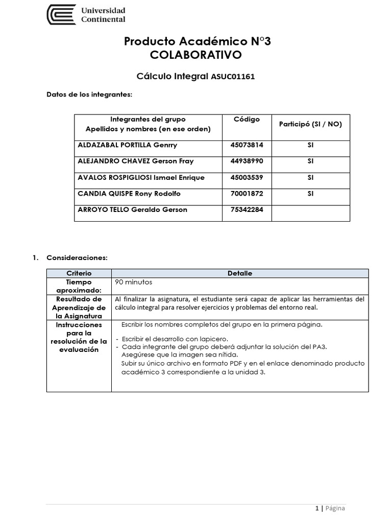 PA3 Calculo-Integral | PDF