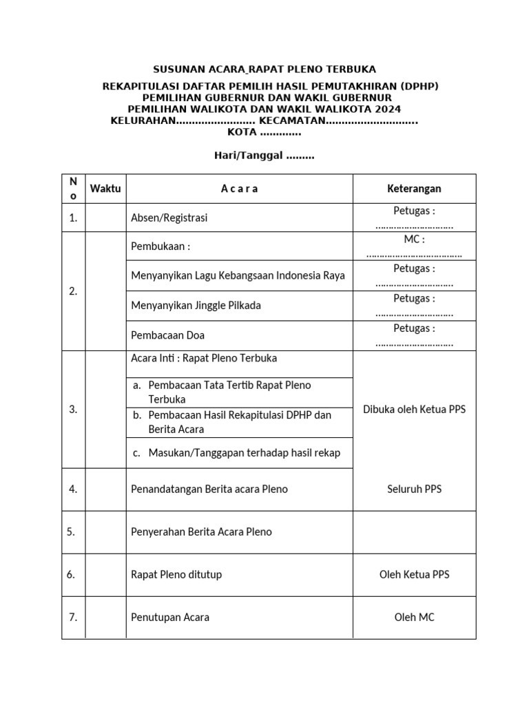 Susunan Acara Rapat Pleno Terbuka | PDF