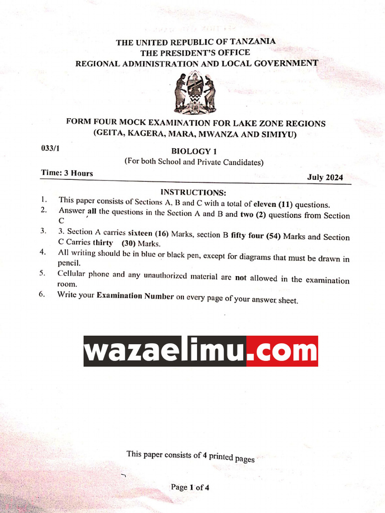 Biology 1 Lake Zone F4 | PDF