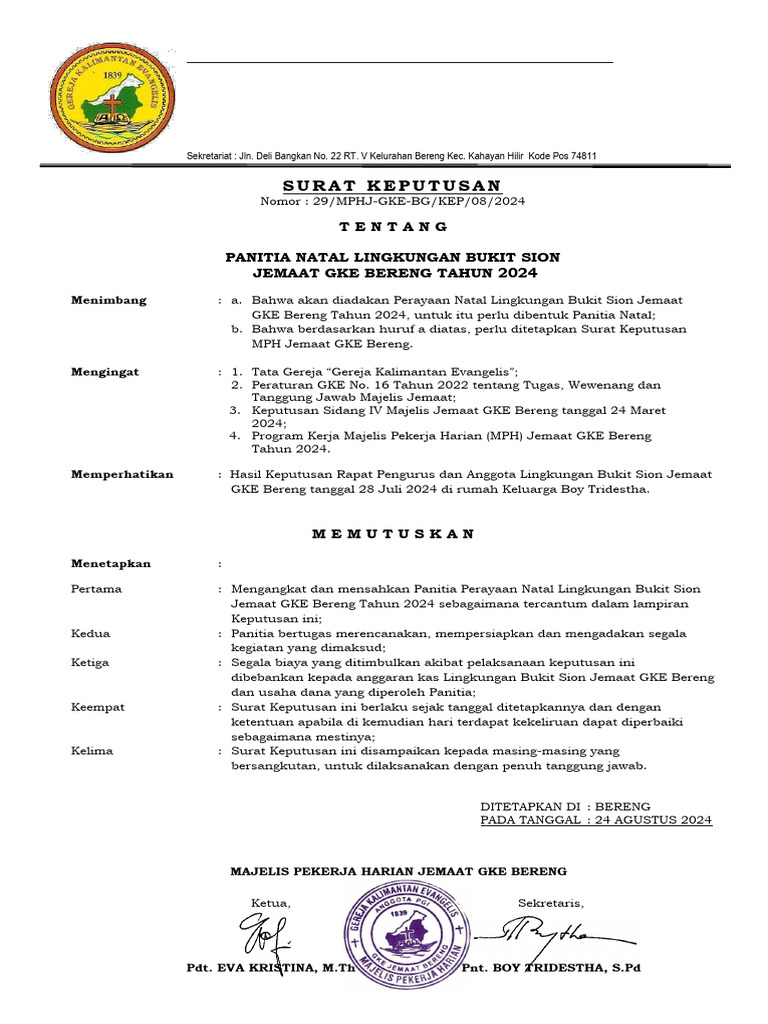 29 - SK - Natal LING BKT SION TAHUN 2024 | PDF