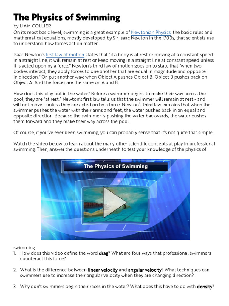 The Physics of Swimming | PDF