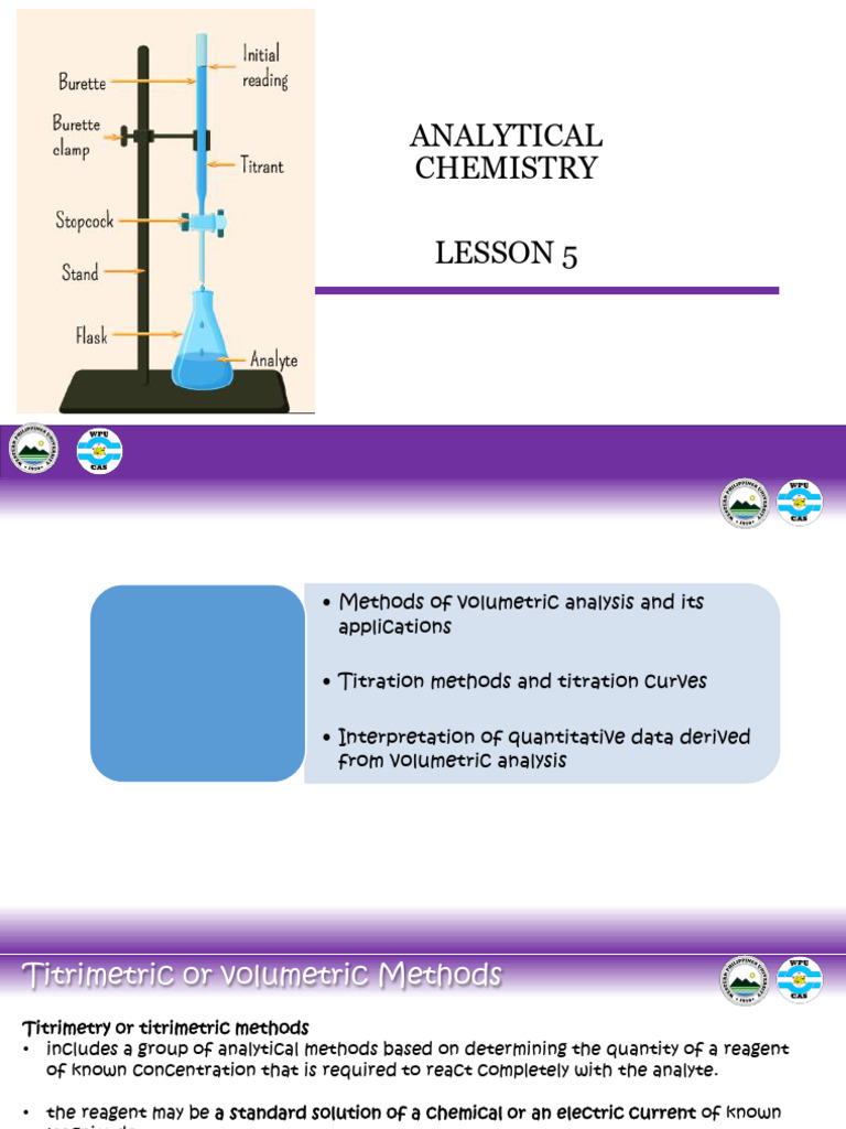 Lesson 5 VOLUMETRIC ANALYSIS | PDF | Titration | Science & Mathematics