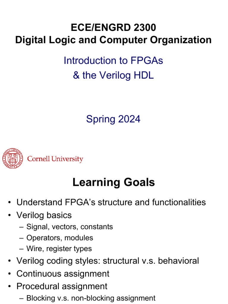 Tutorial FPGA Verilog SP24 | PDF | Hardware Description Language | Field Programmable Gate Array