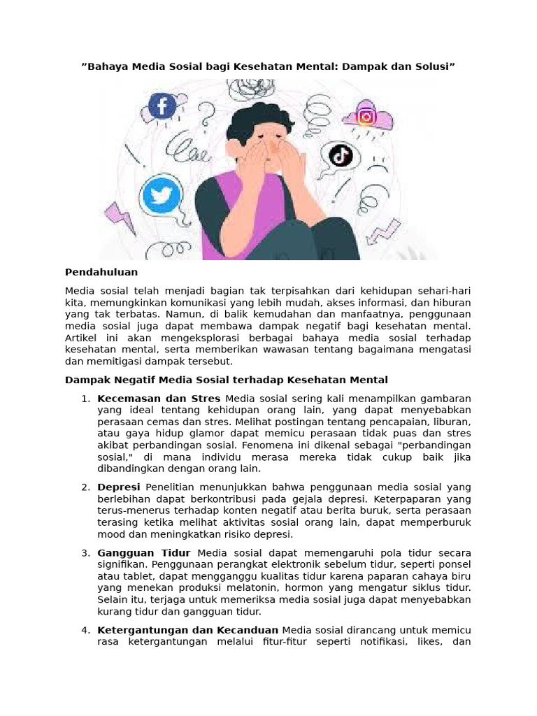Bahaya Media Sosial Bagi Kesehatan Mental | PDF