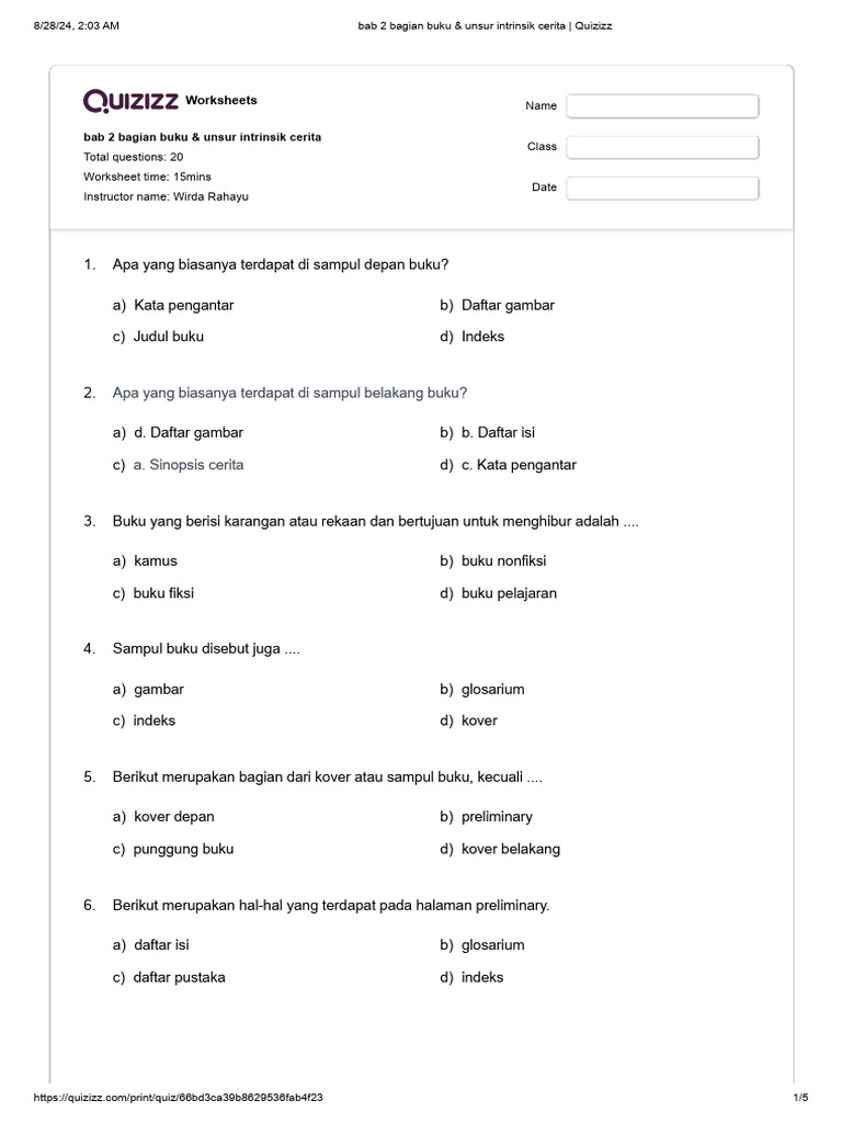 Latihan Bab 2 Kelas 5 | PDF