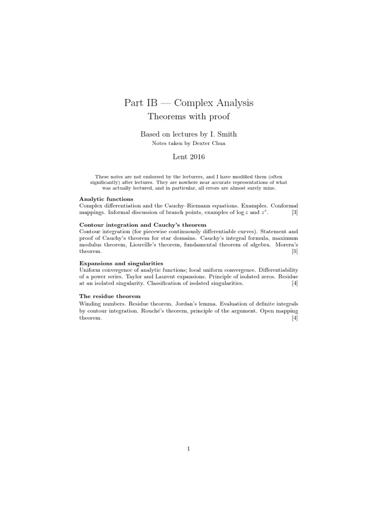 Complex Analysis THM Proof | PDF | Mathematical Concepts | Teaching ...