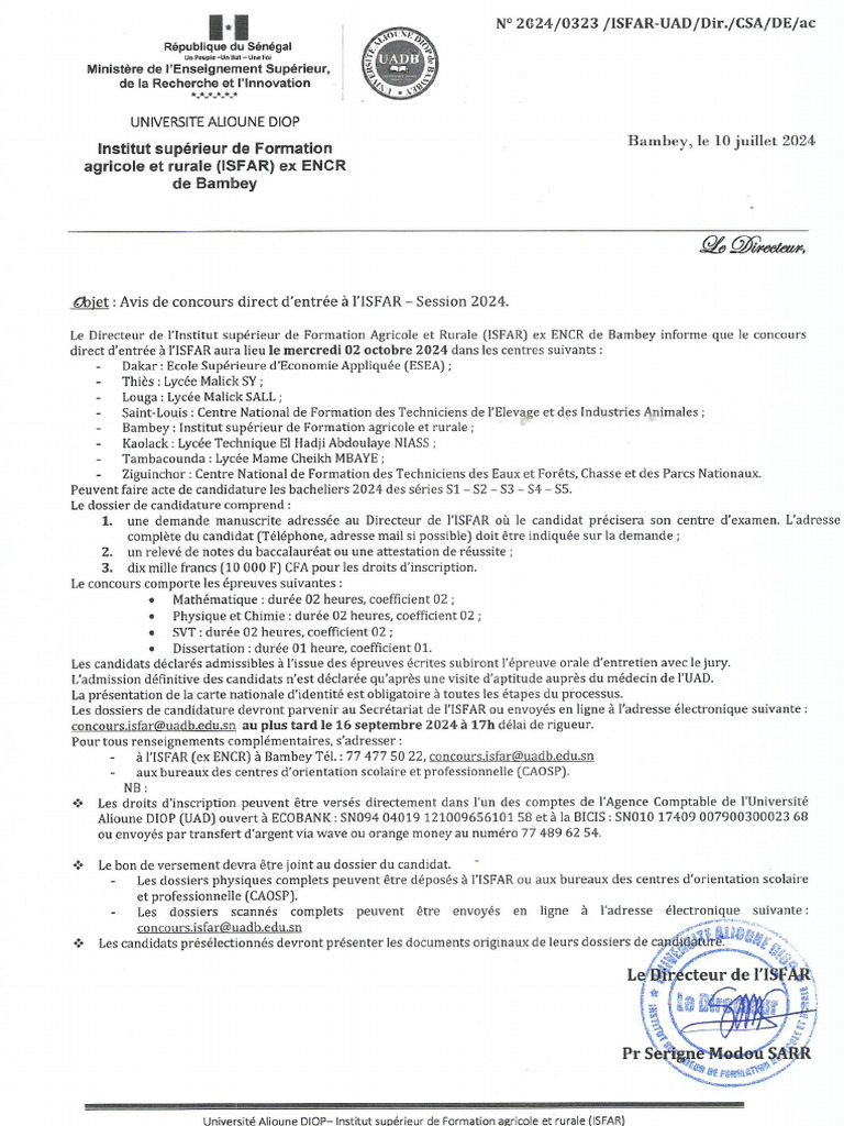 Avis de Concours Session 2024 1 | PDF