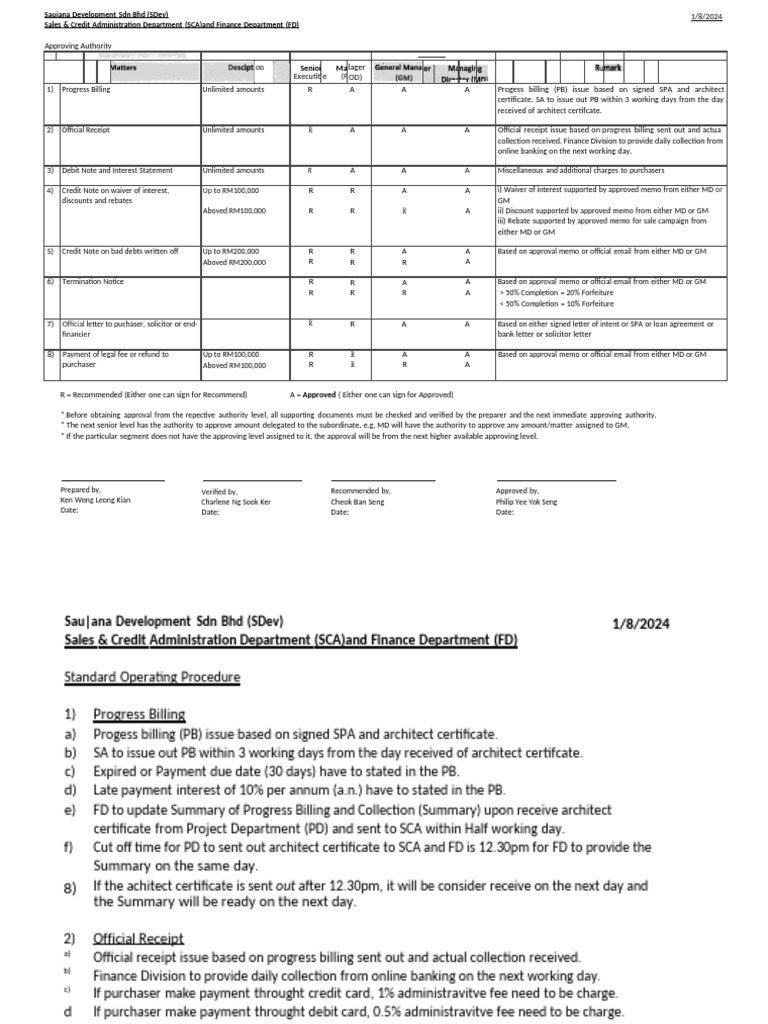 SOP For Billing and Collection | PDF