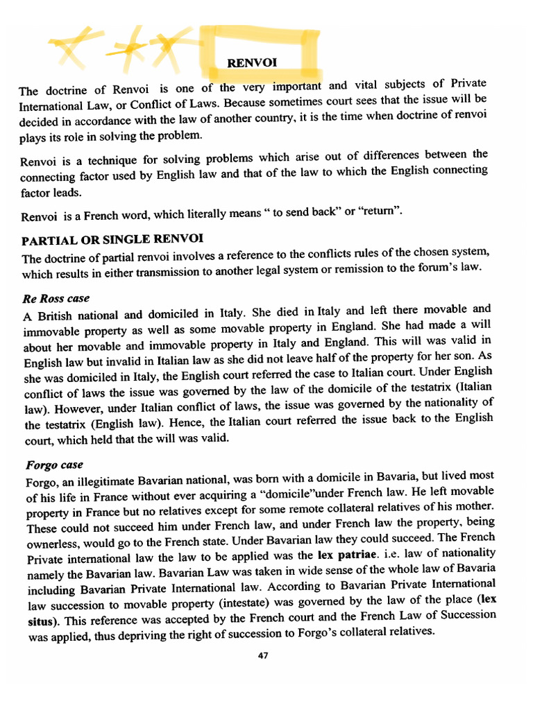 RENVOI Doctrine | PDF