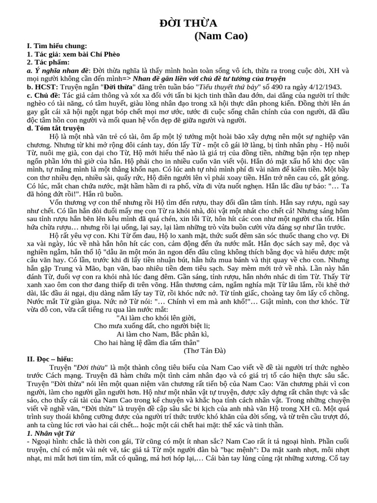 Đời Thừa (Nam Cao) : Tiểu thuyết thứ bảy | PDF