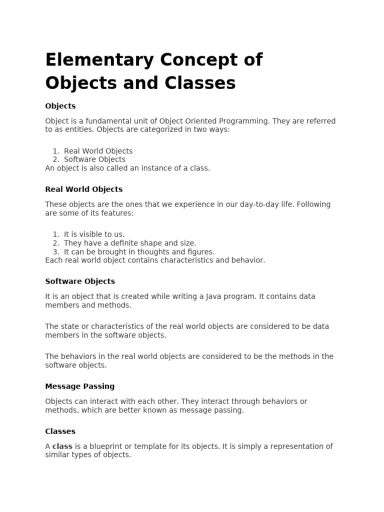 Ch-2 Elementary Concept of Objects and Classes | PDF