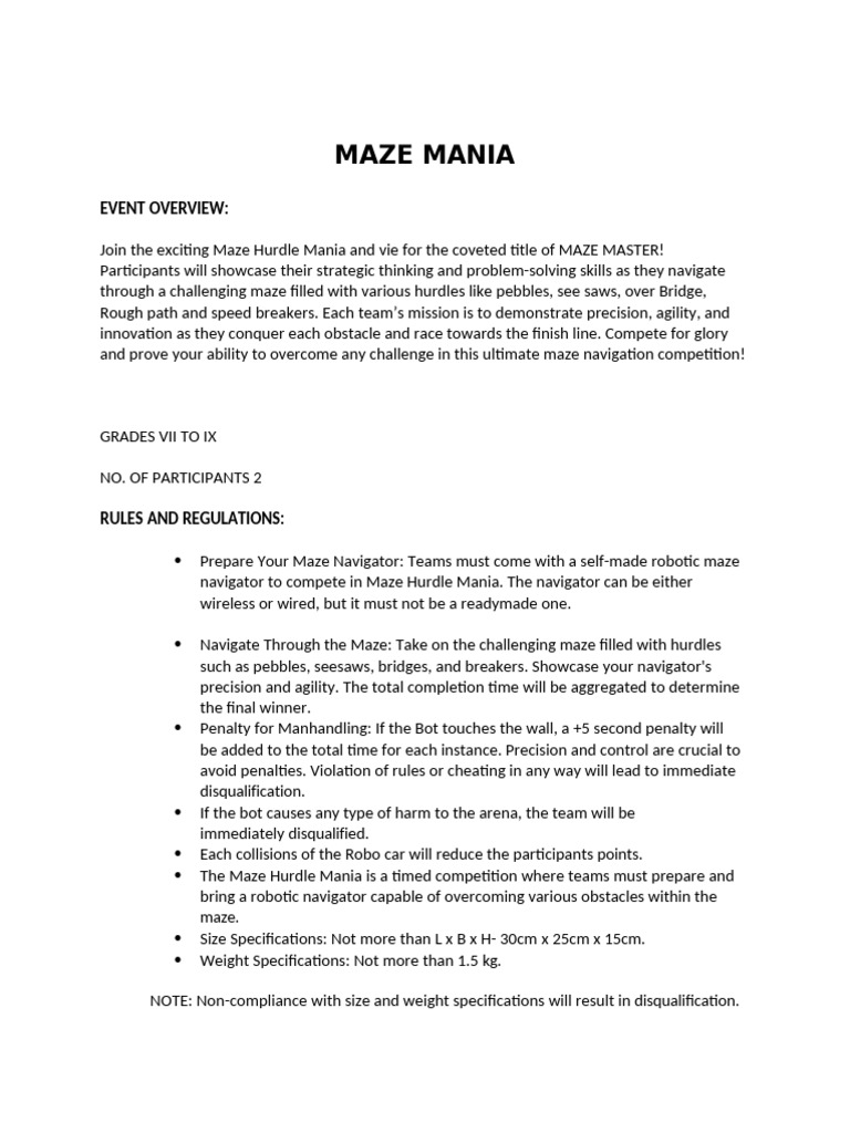 MAZE MANIA Samvid 3.0 | PDF