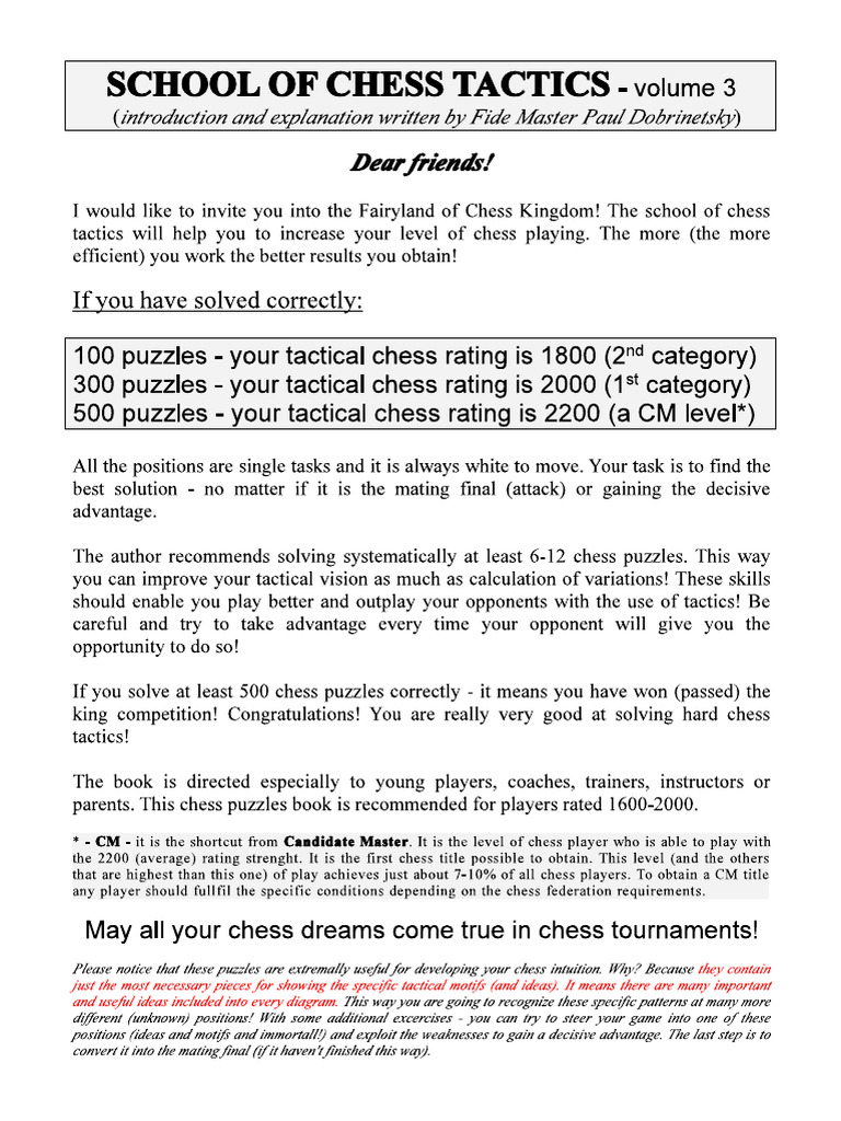 School of Chess Tactics. Vol. 3 (PDFDrive) | PDF