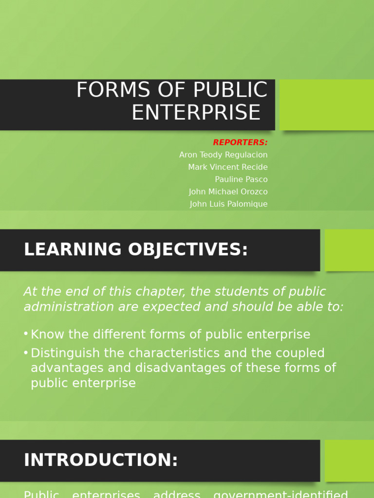 Forms of Public Enterprise | PDF