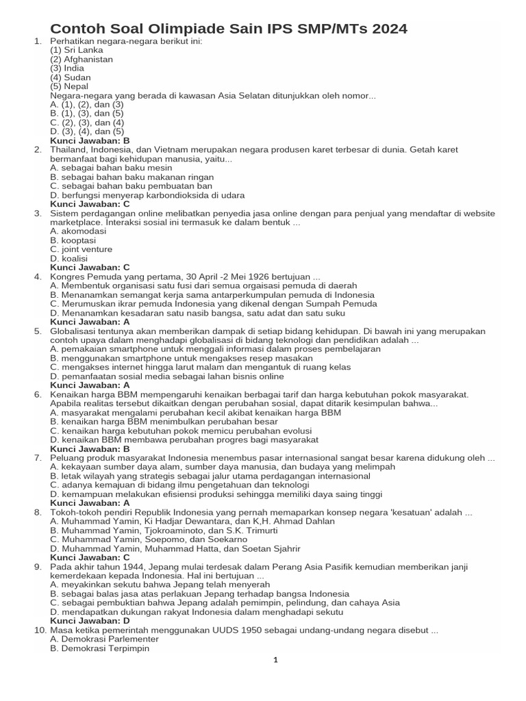 Contoh Soal Lomba Sain Ips | PDF