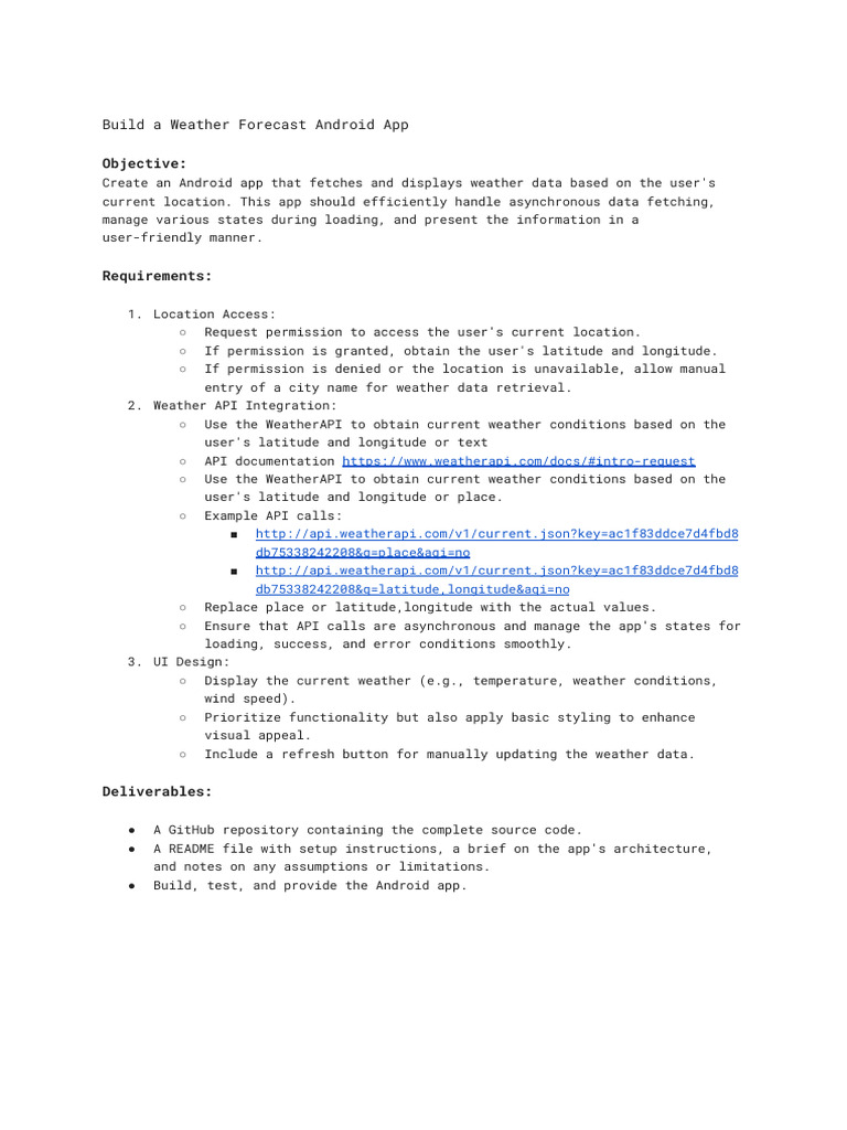 Build A Weather Forecast Android App | PDF