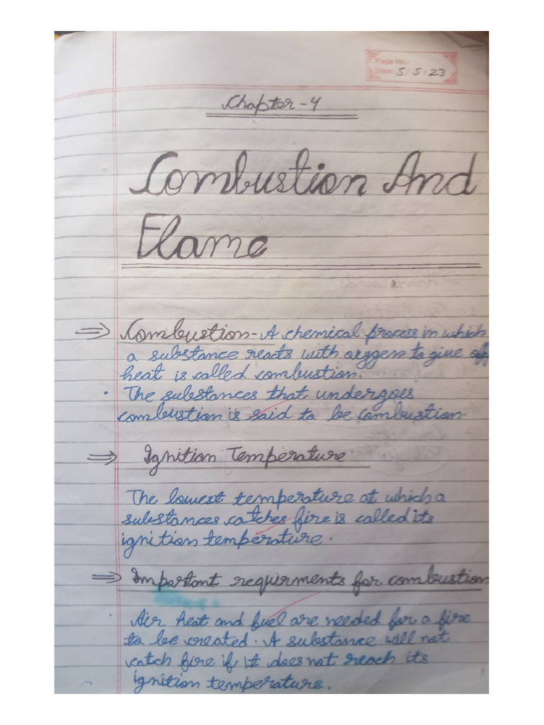 CH Combustion and Flem Notes Class 9 | PDF