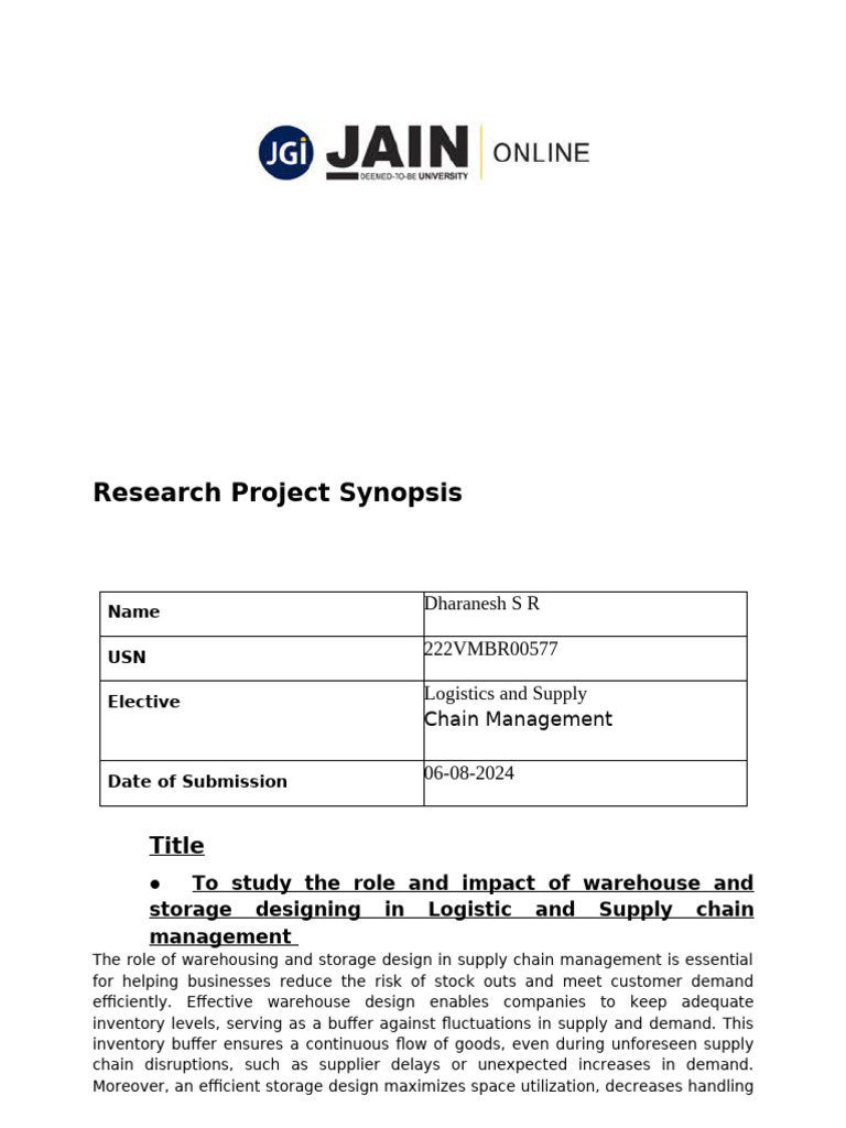 MBA - Project Synopsis Templatate 240328 094904 | PDF