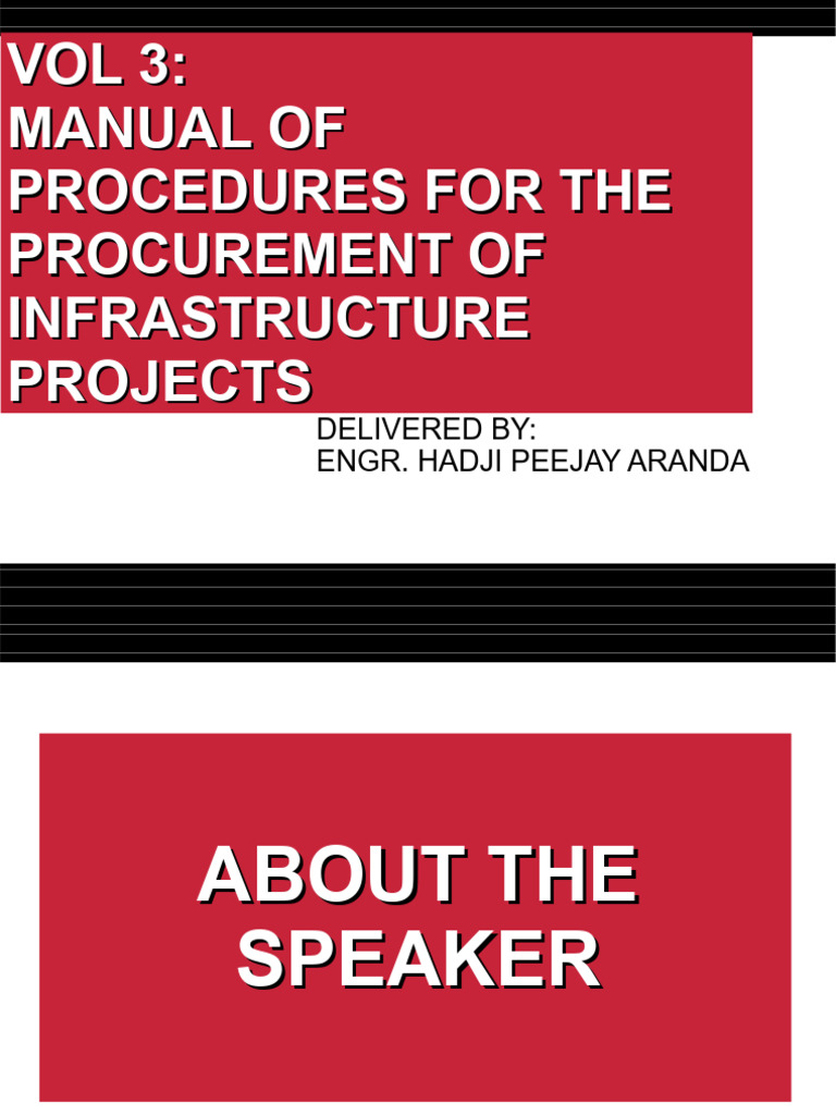 Manual of Procedures For The Procurement of Infrastructure Projects | PDF