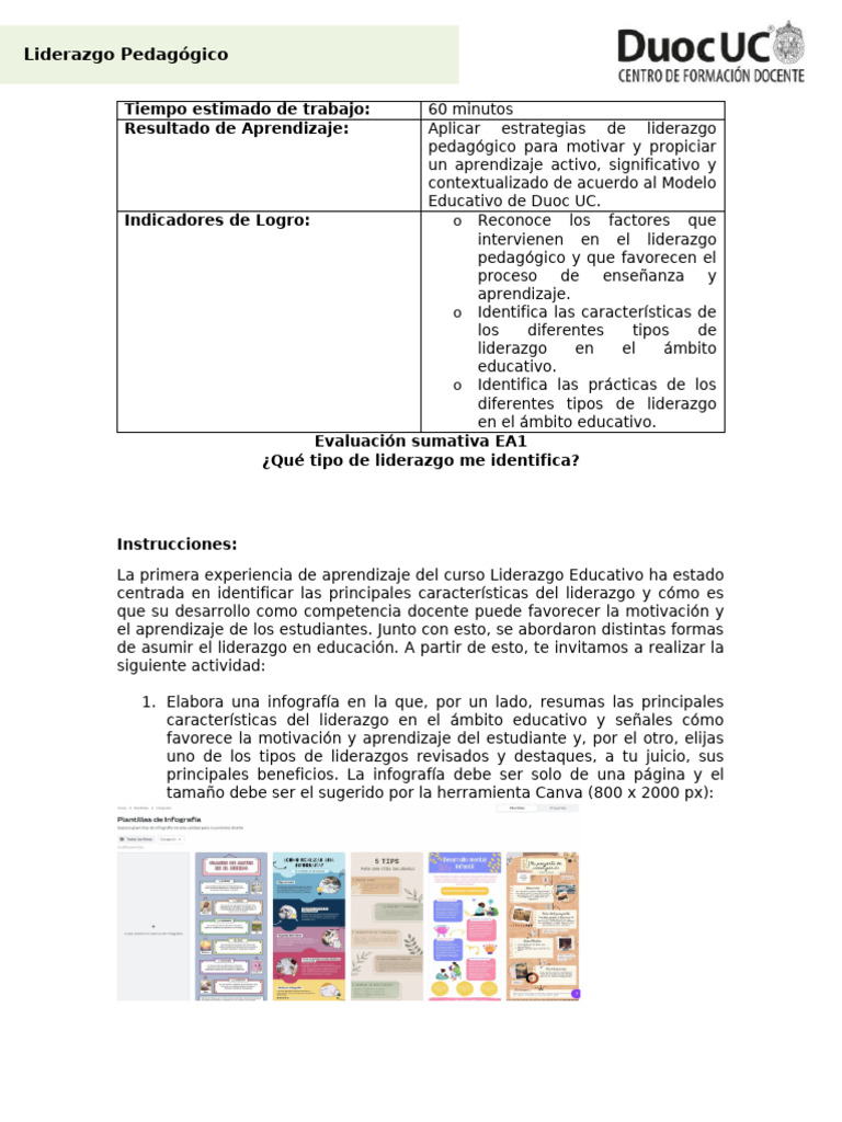 Eval Sumativa - EA1 - Instrucciones | PDF | Aprendizaje | Pedagogía