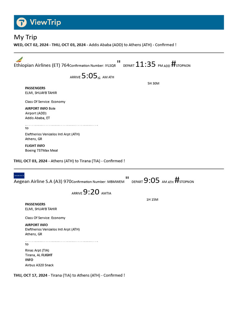 Travelport Viewtrip - My Trip1 | PDF