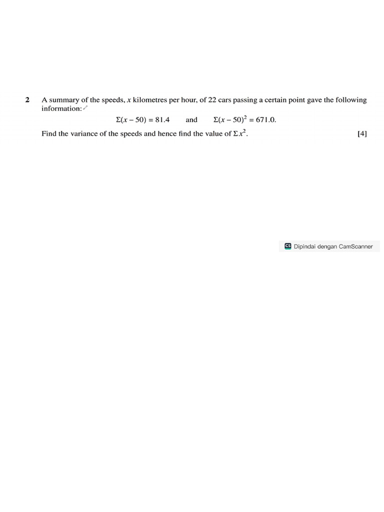 9709 Standard Deviation A As Level Past Paper | PDF