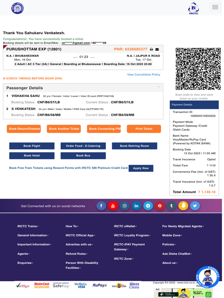 IRCTC Next Generation ETicketing System | PDF | Payments | Banking ...