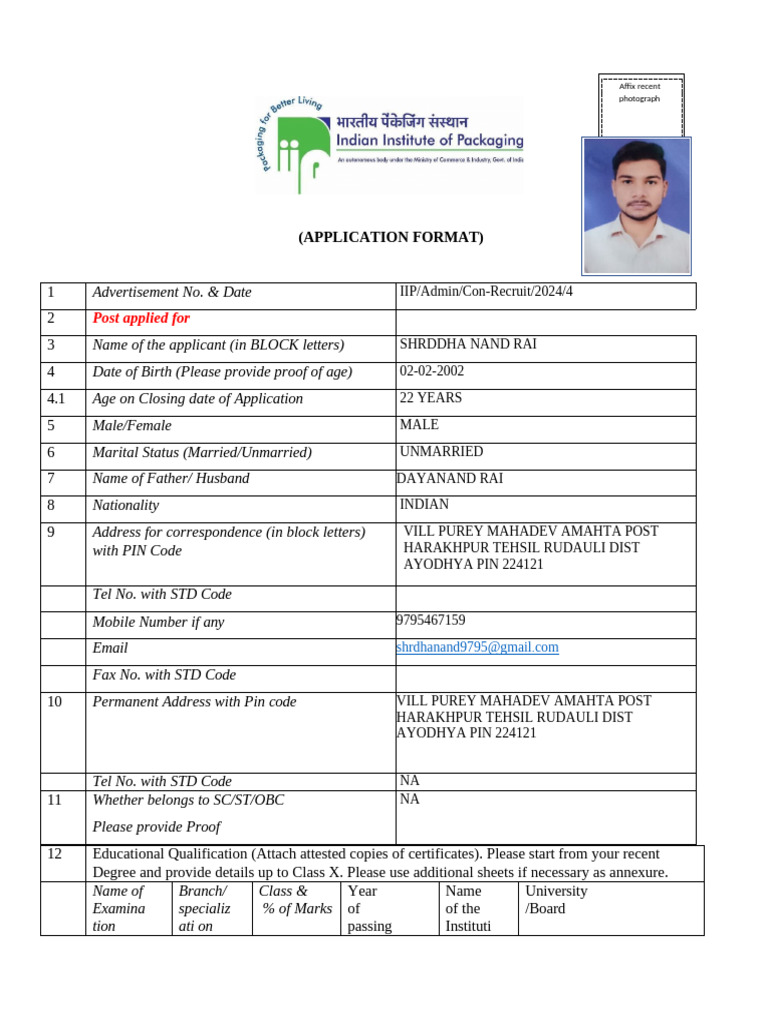 Application Format | PDF