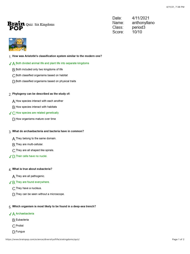 Six Kingdoms Quiz - BrainPOP-3 | PDF