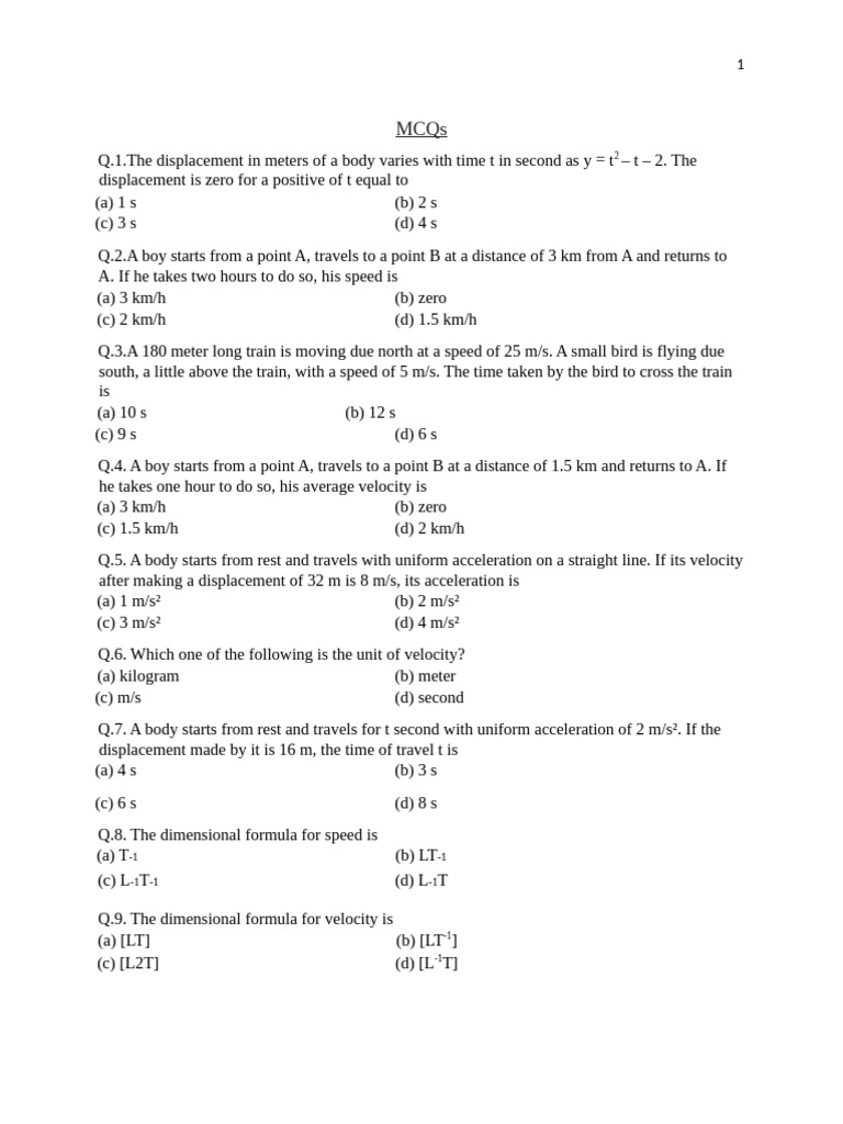 CH-3 Motion in Straight Line | PDF | Acceleration | Technology ...