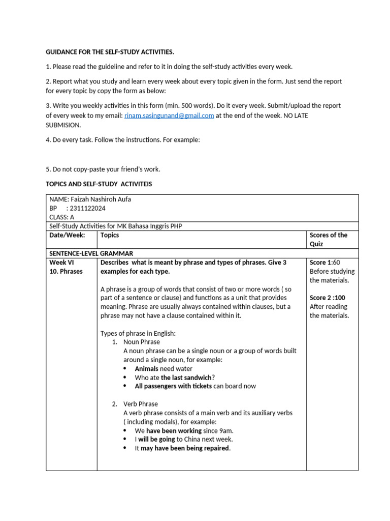 Self Study Report Week 6 | PDF