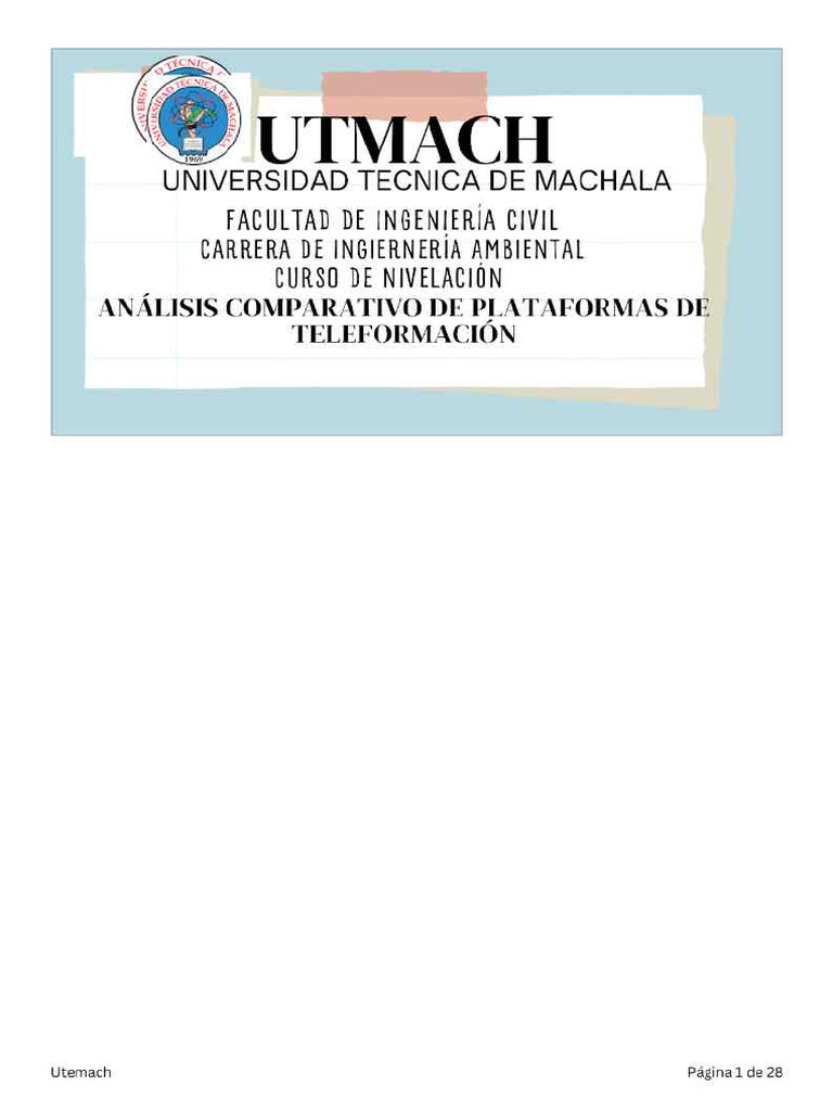 Análisis Comparativo de Plataforma de Telformación Herramientas Digitales Nivelación Utmach. | PDF