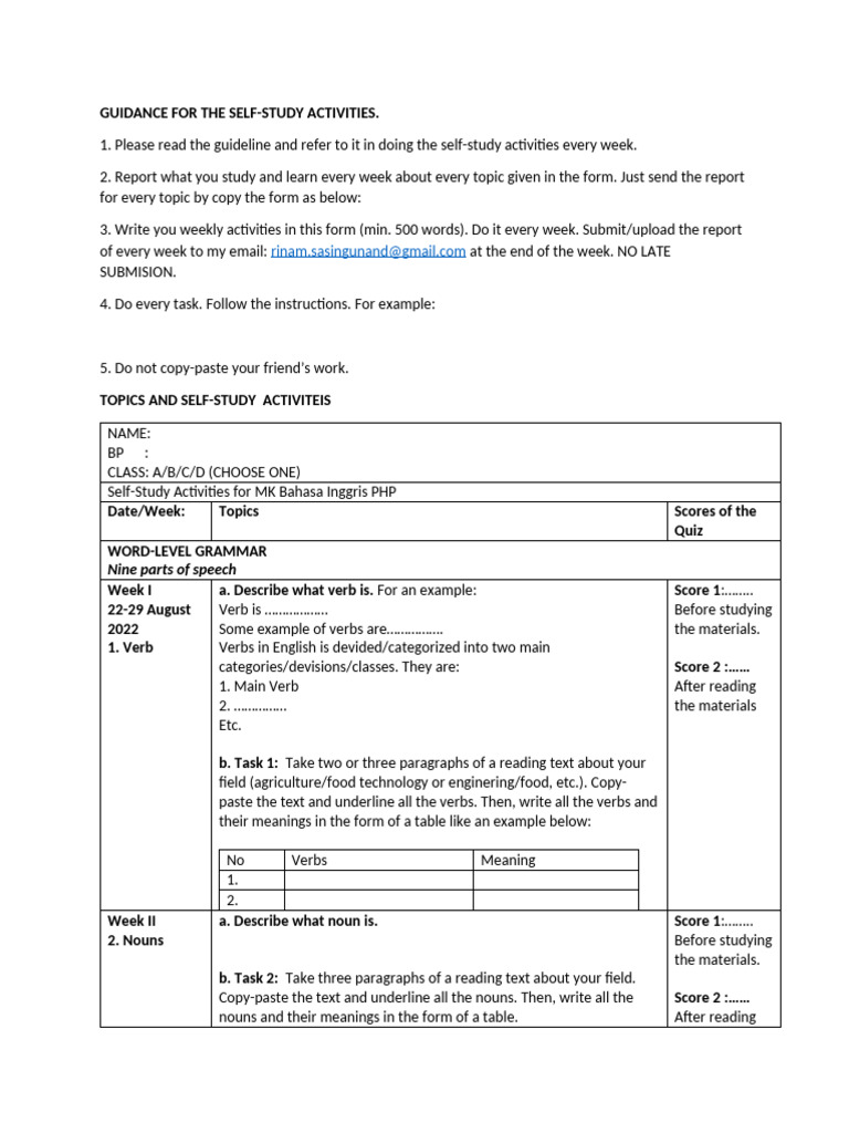 Guidance For Self-Study Activities-2023 | PDF