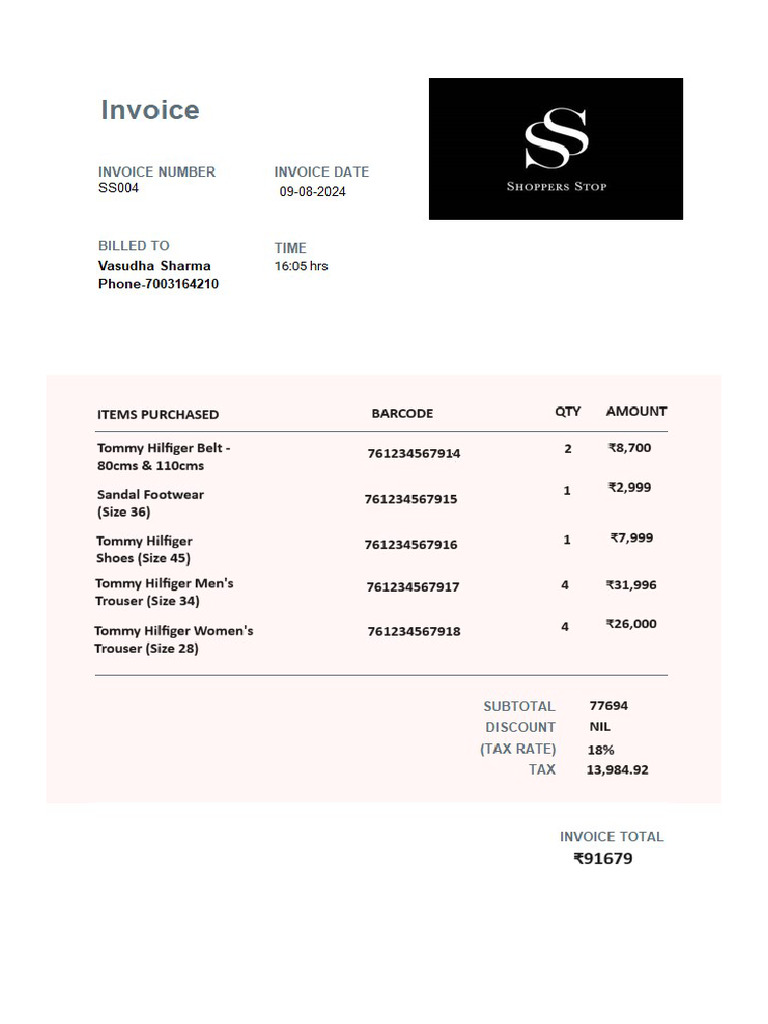 Invoice SS004 | PDF