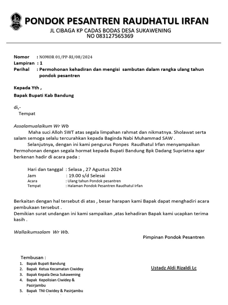 Kop Surat Undangan Agustus 2024 | PDF