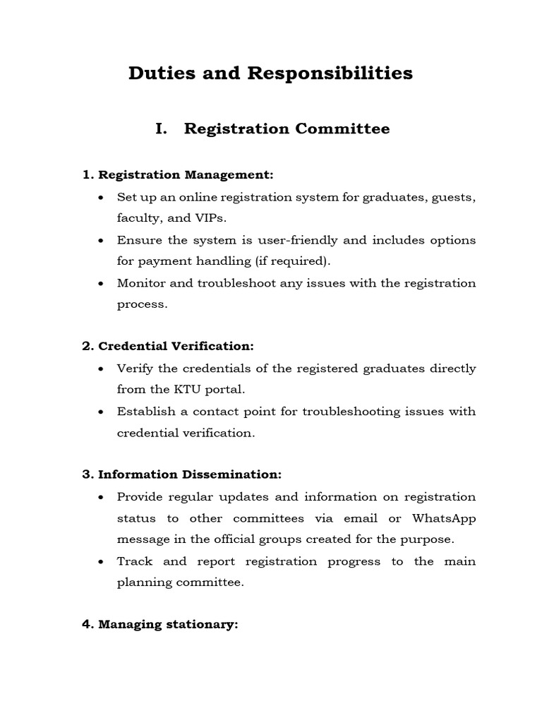 2024 Duties and Responsibilities - All Committees | PDF