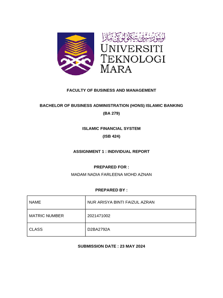 Individual Report Assignment Isb424 (Nur Arisya Binti Faizul Azran) | PDF