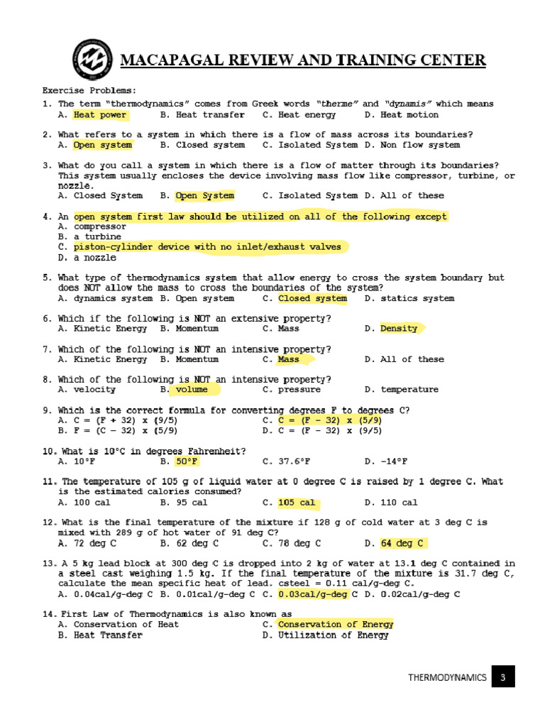 Thermo Questions | PDF