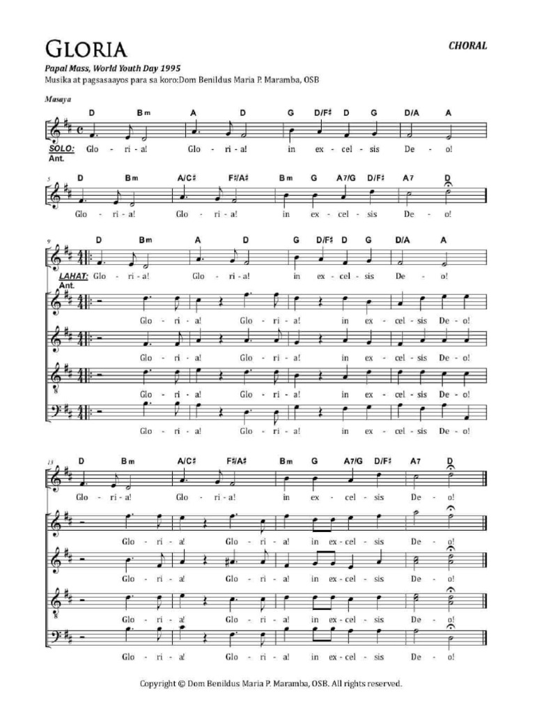 Gloria (Maramba, OSB) | PDF