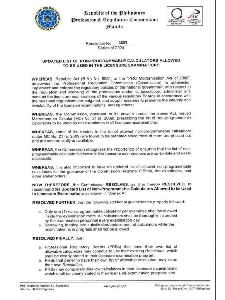 PRC Resolution No. 1809 | PDF