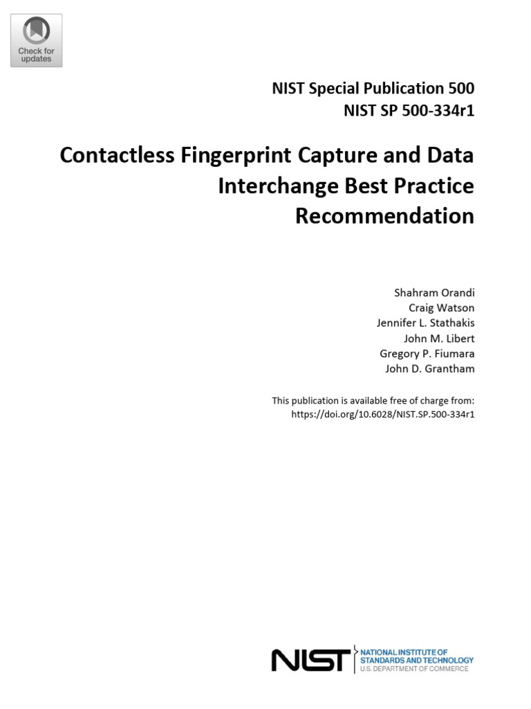 Contactless Fingerprint Capture and Data Interchange Best Practice Recommendation | PDF