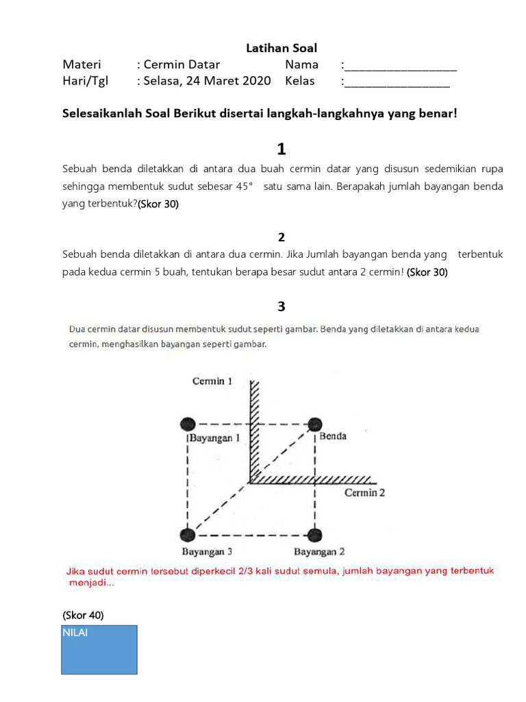 Latihan Soal Cermin Datar | PDF