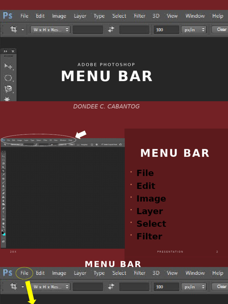 Adobe Photoshop - Menu Bar Ribbons | PDF